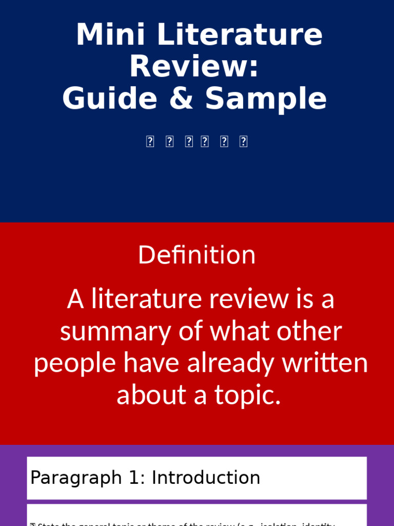 Mini Literature Review Explanation and Example | PDF