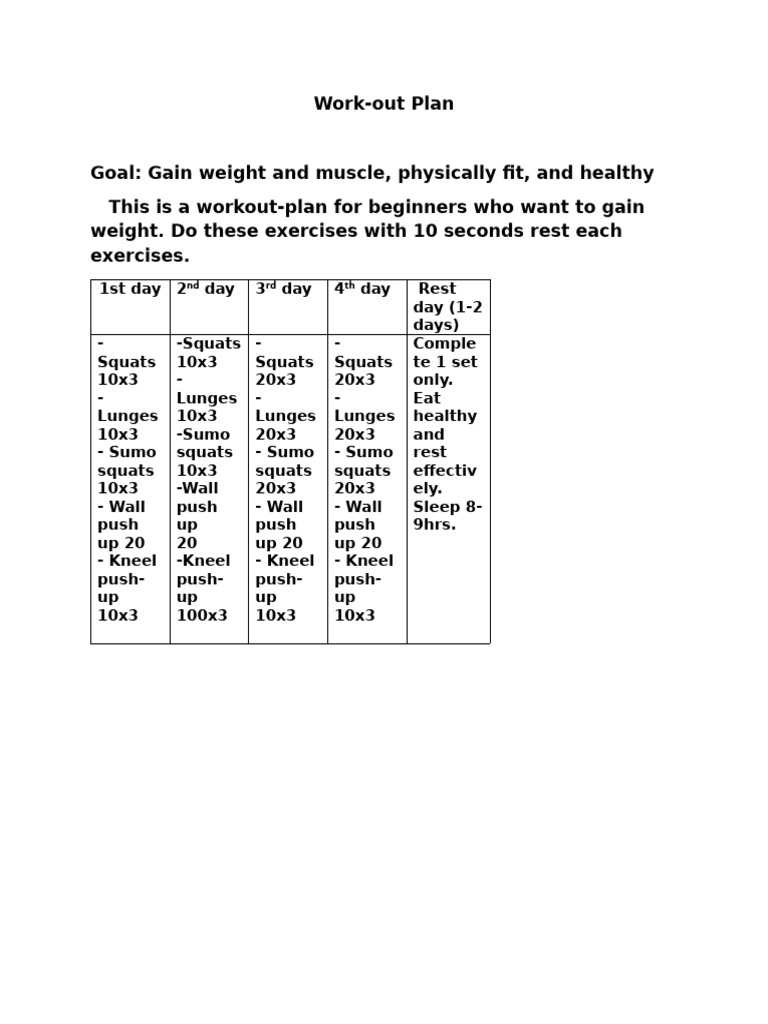 Work-Out Plan | PDF