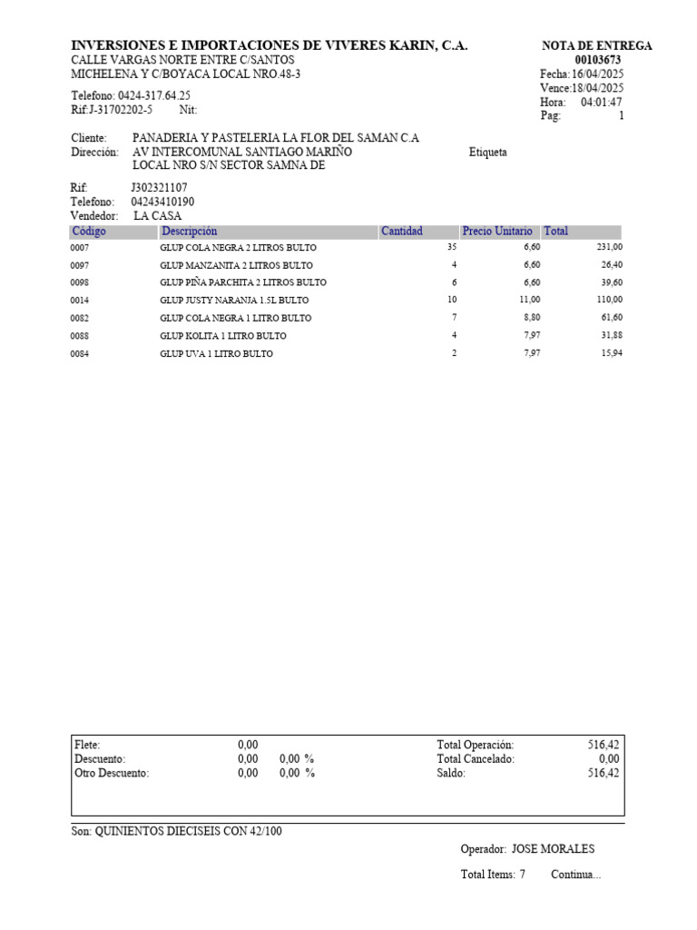 Nota Flor Del Saman 00103673 | PDF