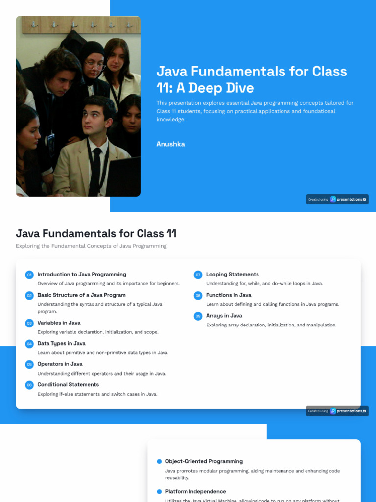 Java Fundamentals For Class 11 - A Comprehensive Guide | PDF