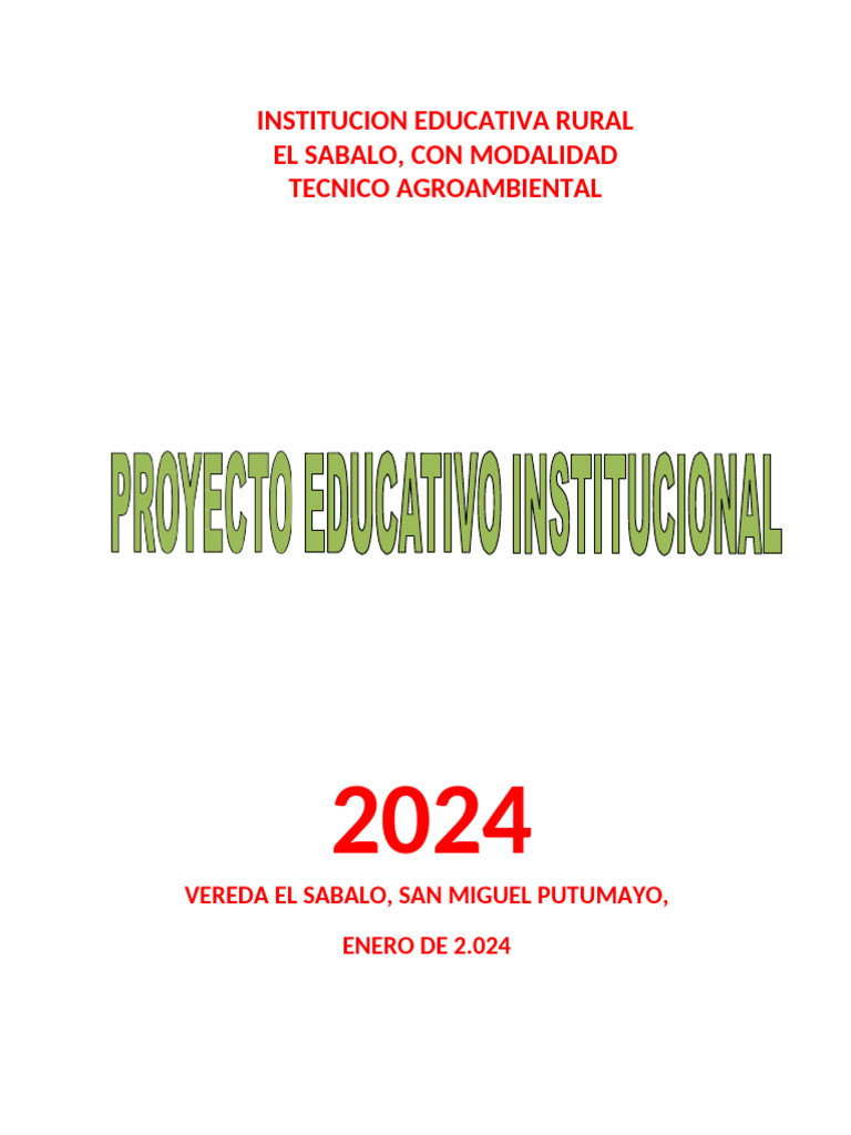 Proyecto Educativo Institucional El Sábalo | PDF | Plan de estudios ...