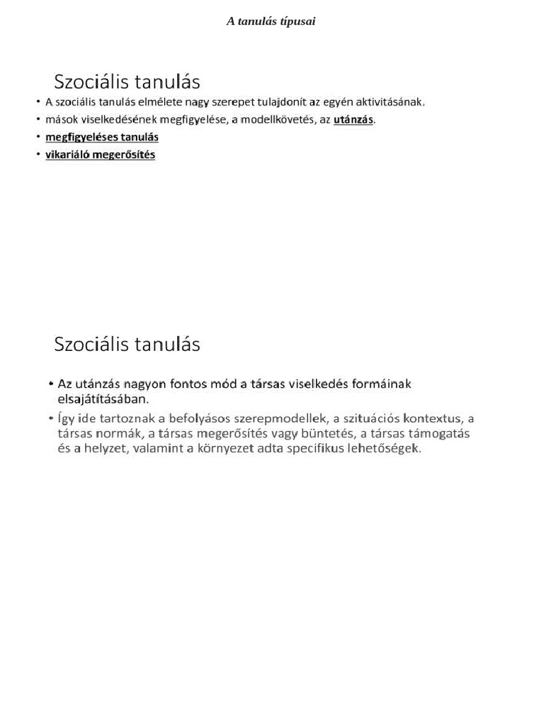 A Tanulás Típusai | PDF
