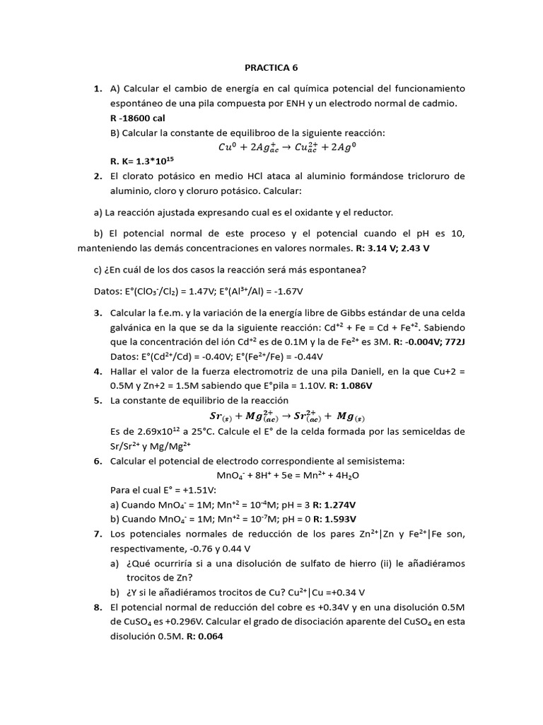 Practica 6 QMC 1400 1-25 | PDF | Redox | Compuestos químicos