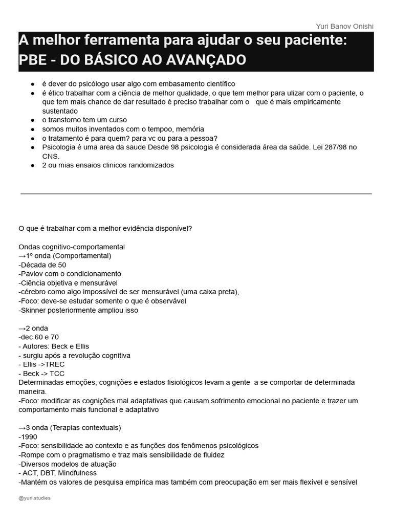 Semana de PBE Fernanda Landeiro 2022 | PDF | Terapia cognitiva comportamental | Psicologia