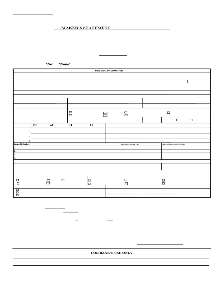 Co Maker Statement Information Sheet | PDF | Loans | Banks