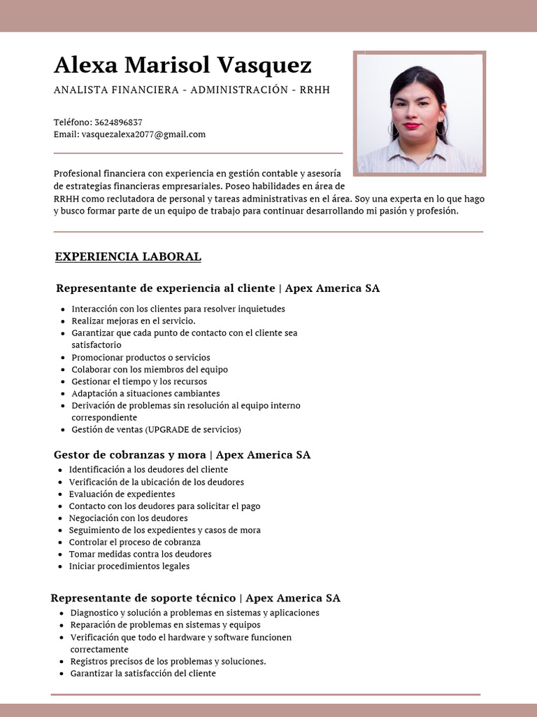 Curriculum Vitae Alexa Vasquez - 20250523 - 103759 - 0000 | PDF | Gestión de recursos humanos ...