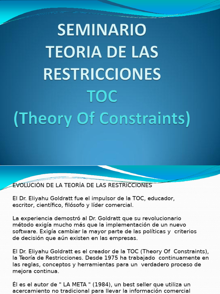 Teoria de Las Restricciones | PDF | Calidad (comercial) | Mercado (economía)