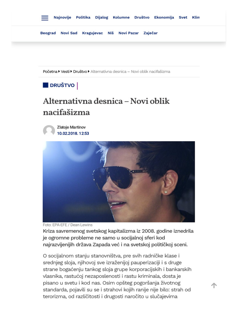 Alternativna Desnica - Novi Oblik Nacifašizma - Društvo - Dnevni List Danas | PDF