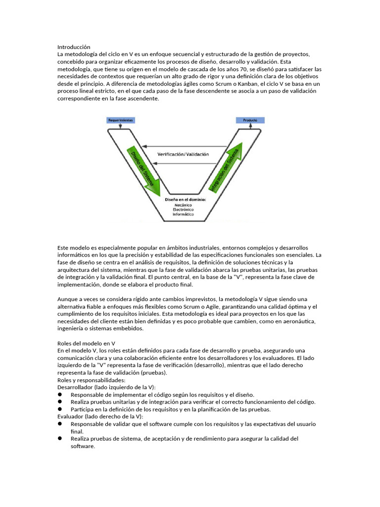 Modelo en V Introducion | PDF | Software | Diseño