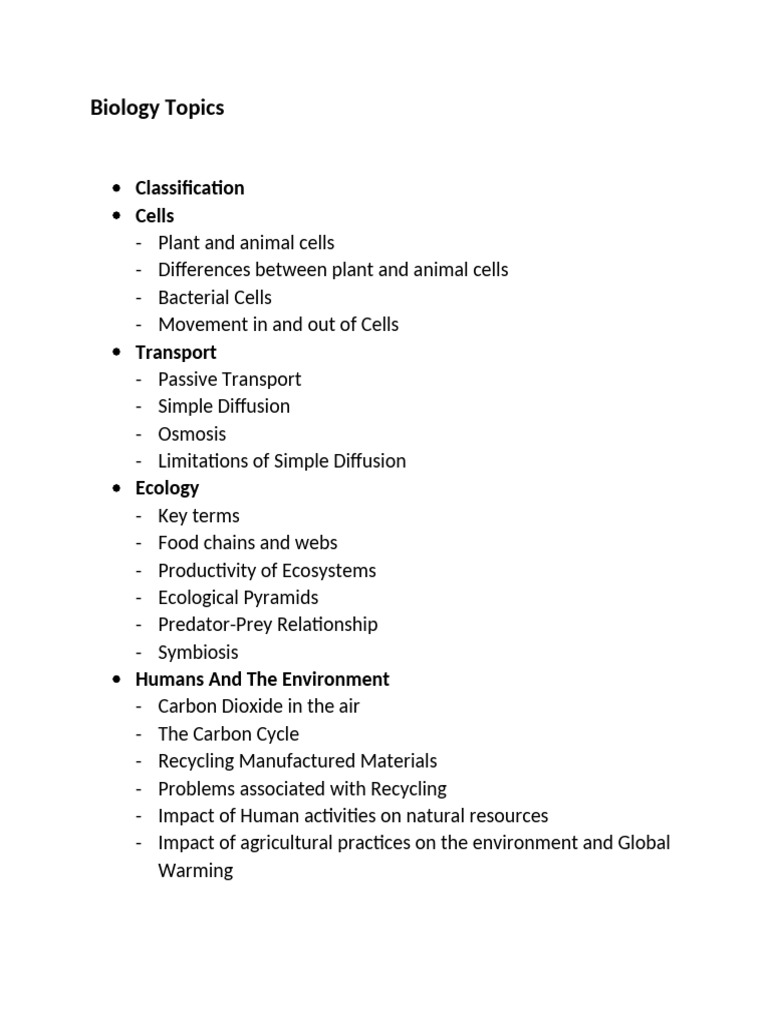 Biology Term 1 Topics | PDF