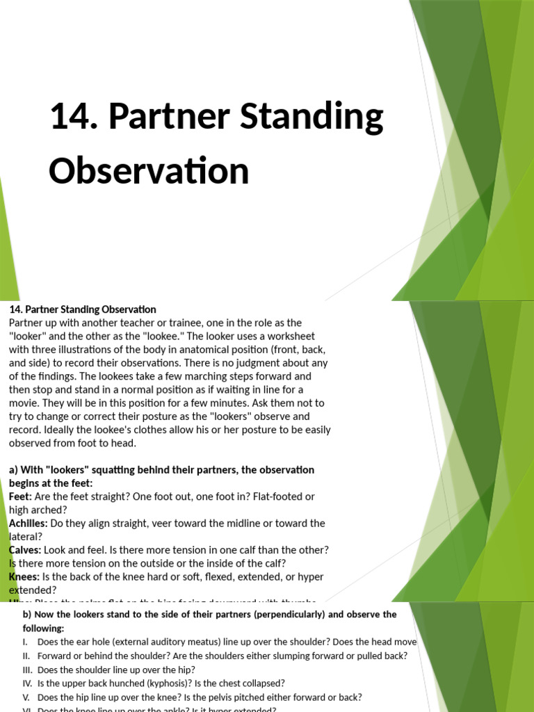 Partnering Standing Observation | PDF | Foot | Lower Limb Anatomy