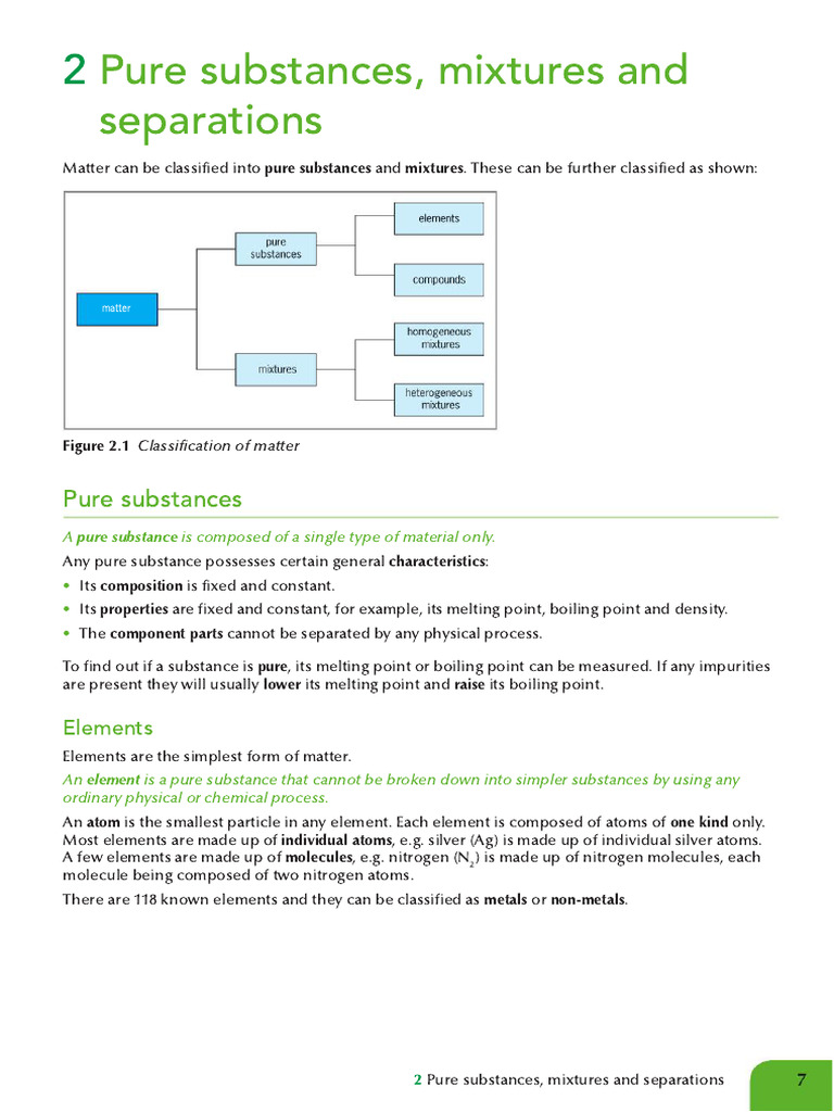 Pure Substances, Mixtures and Seperations | PDF | Distillation | Mixture
