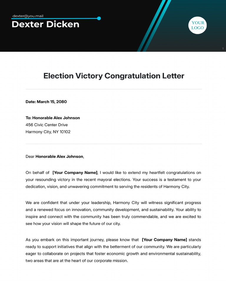 Election Victory Congratulation Letter Template | PDF