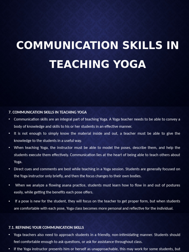 Communication Skills for Yoga Teachers | PDF | Communication | Body ...