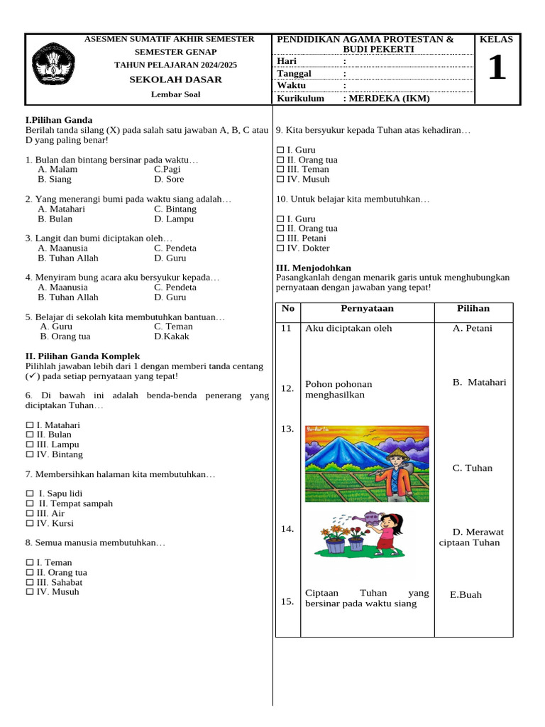 Soal Kls 1 | PDF