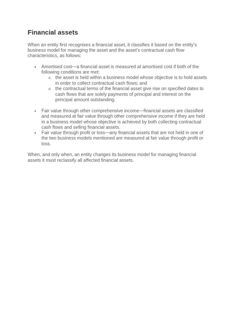 Classifying Financial Assets Explained | PDF