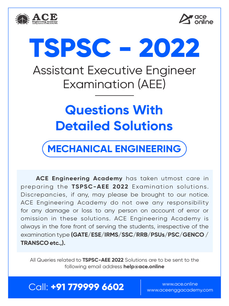 TSPSC AEE 2022 ME Questions-with-Solutions Updated | PDF | Shear Stress | Classical Mechanics