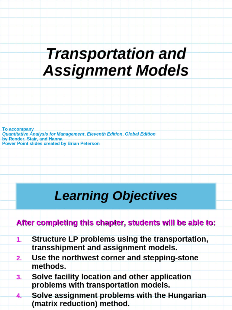 Transportation & Assignment Models | PDF | Transport | Applied Mathematics