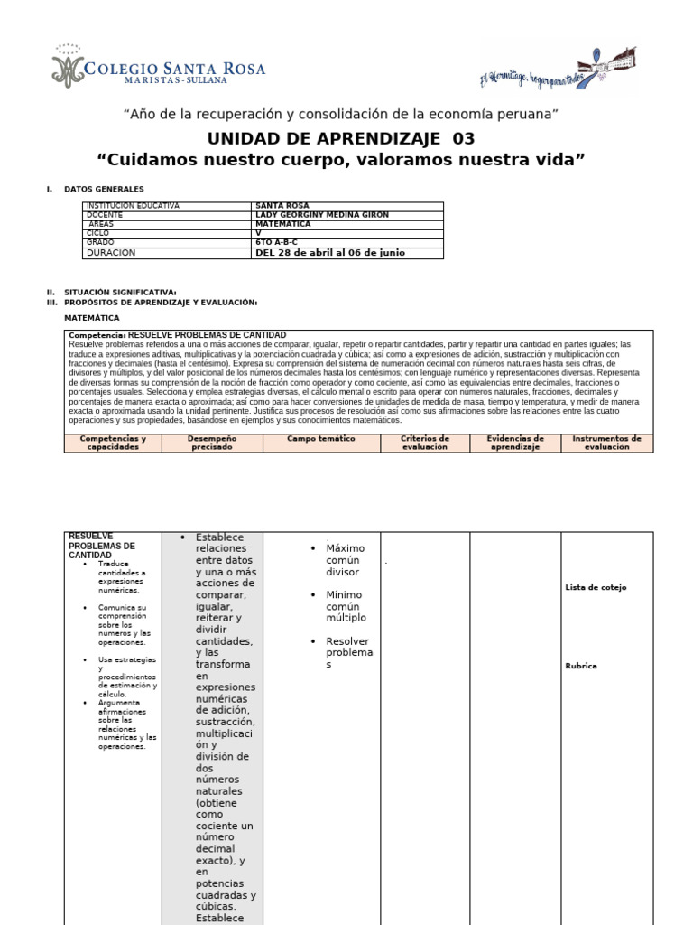 Unidad 02 Matemática 6to | PDF | Datos | Geometría