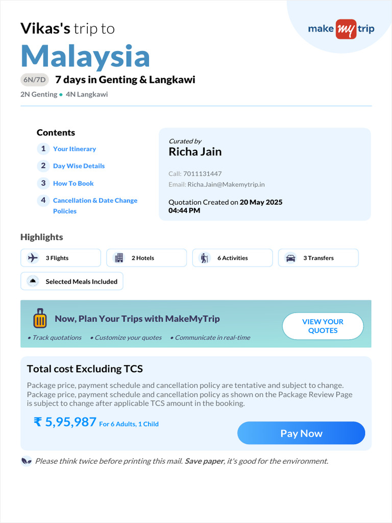 7 Days in Genting & Langkawi | PDF | Taxes | Prices