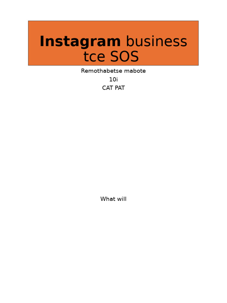 Instagram: Business Tce SOS | PDF