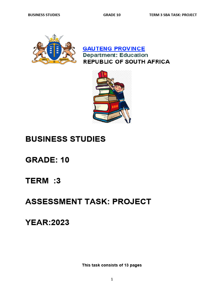 2023 Business Studies Grade 1o Term 3 Sba Task Project | PDF | Decision Making | Learning
