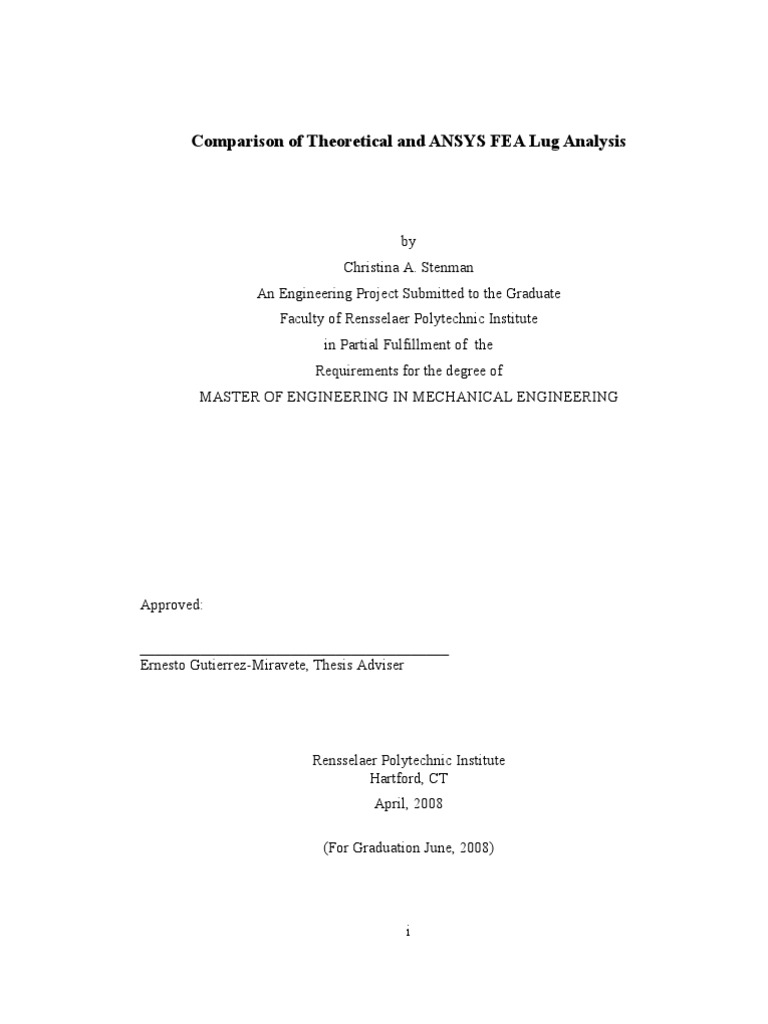 Comparison of Theoretical & ANSYS FEA | PDF | Strength Of Materials ...
