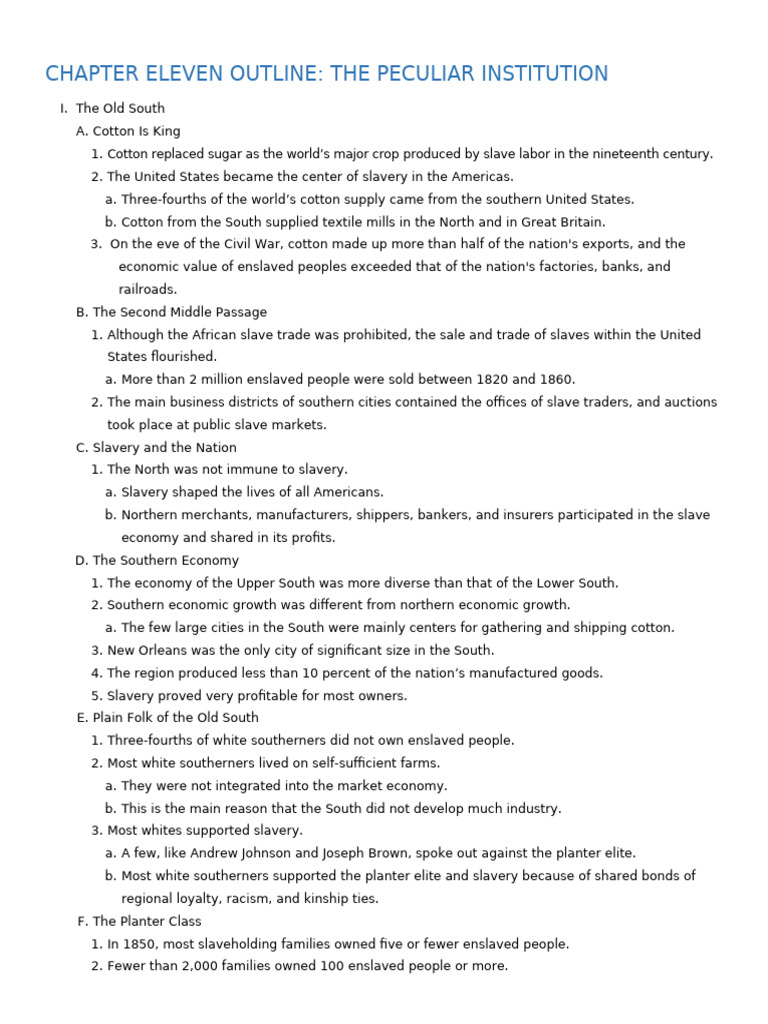 GML7 - BR Chapter 11 Outline | PDF | Slavery In The United States | Slavery
