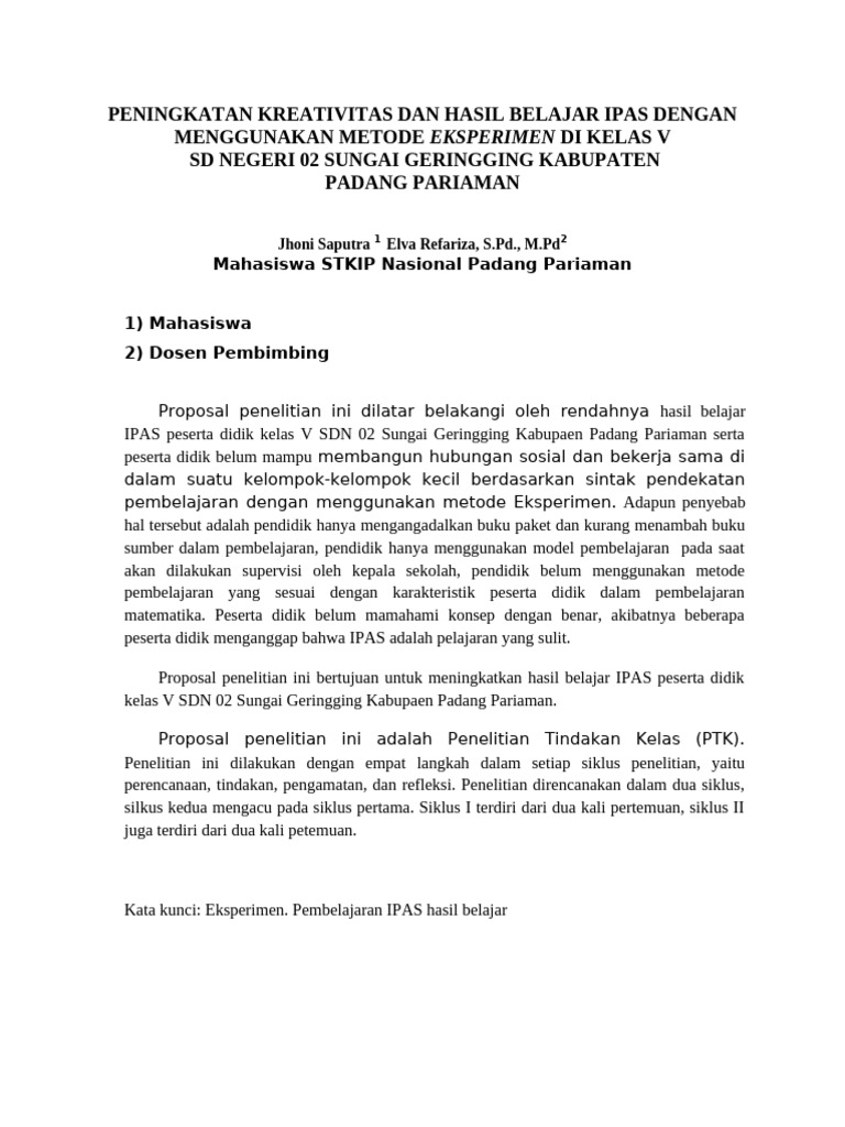 Ringkasan Proposal Joni | PDF