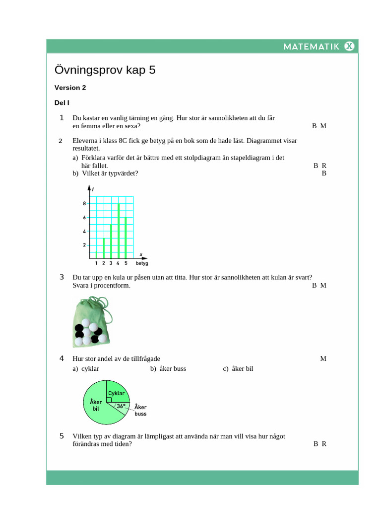 X Övningsprov Kap 5 Ver 2 v-2 | PDF