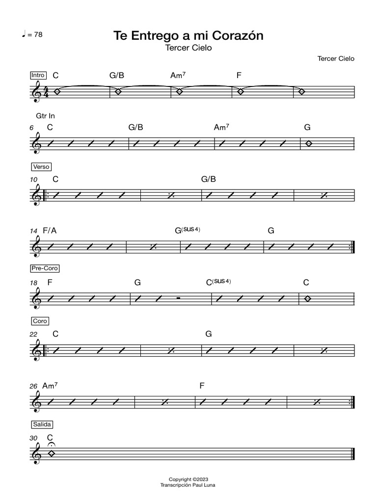 Te Entrego A Mi Corazón - Partitura Completa | PDF