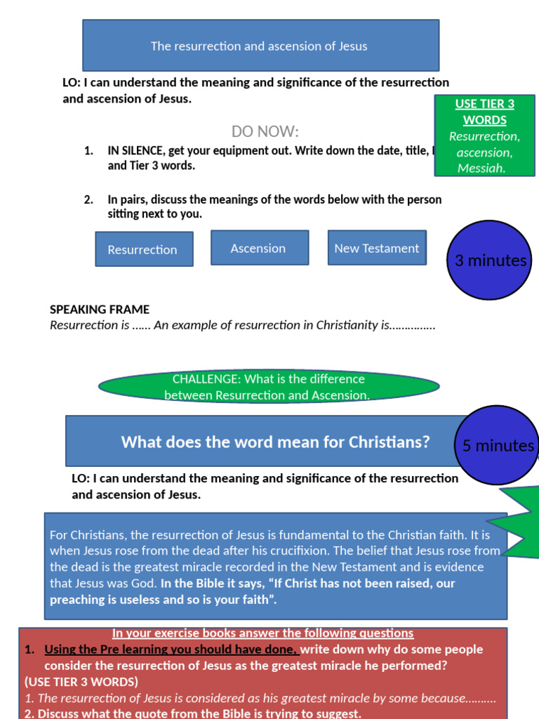 Resurrection and Ascension Revision (Pre Learning) | PDF | Ascension Of ...