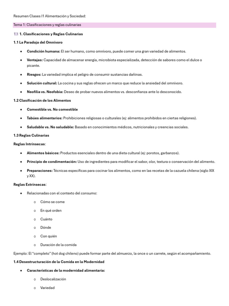 Resumen Clases I1 Alimentación y Sociedad | PDF | Alimentos | Dieta