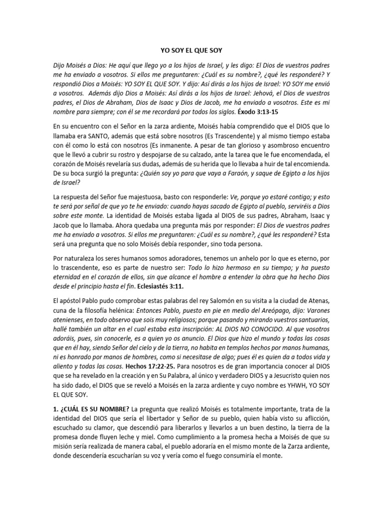 El Nombre de Dios: YO SOY EL QUE SOY | PDF | Moisés | Tetragrammaton
