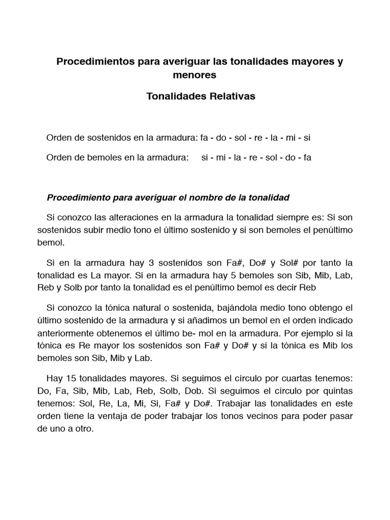 Tonalidades Mayores y Menores | PDF | Escala (música) | Teoría musical