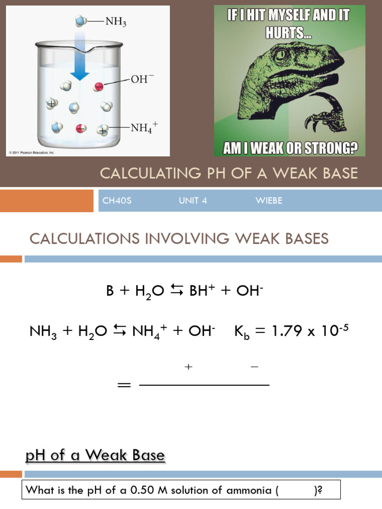 pH Calculation for Weak Bases | PDF | Ph | Ammonia