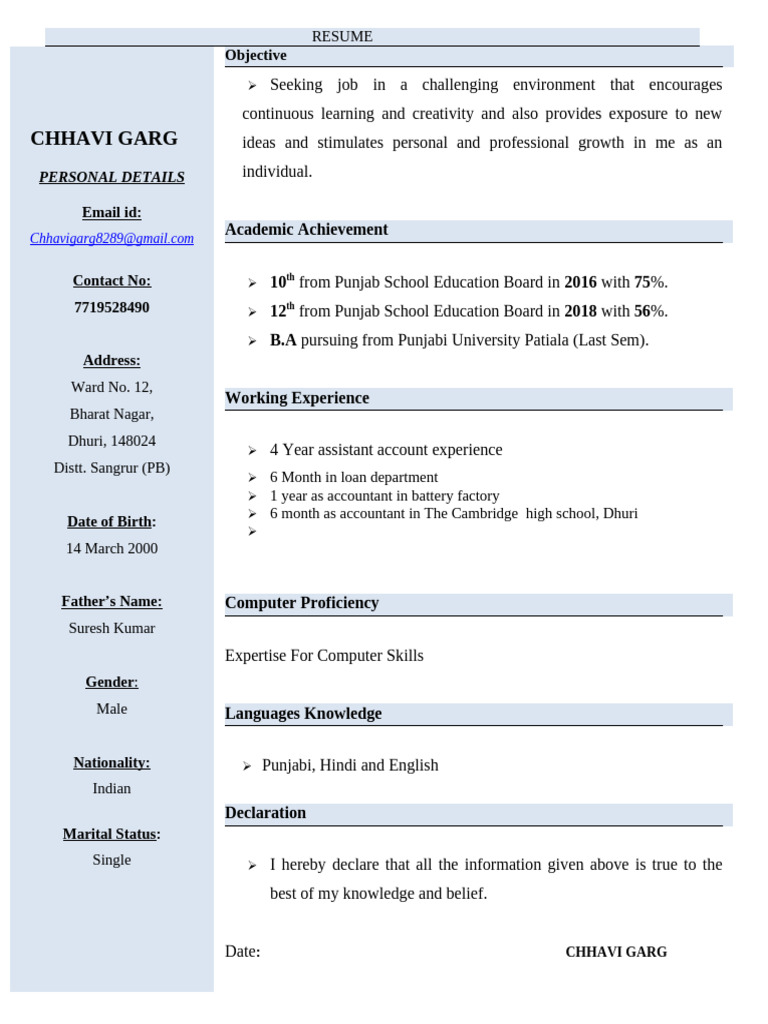 Chhavi Garg Resume 2 | PDF