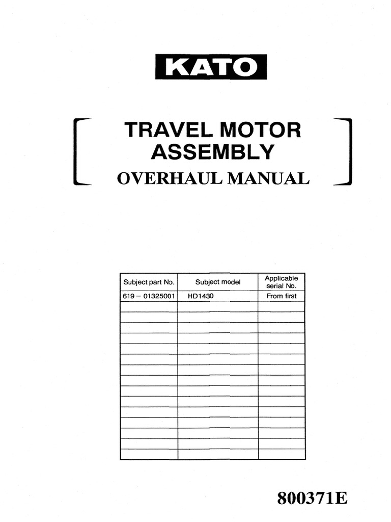 800371E Kato Travel Motor Assembly | PDF