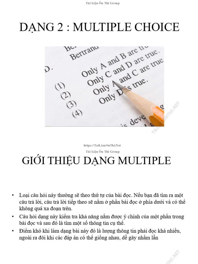 Slide Bai Giang Multiple Choice | PDF