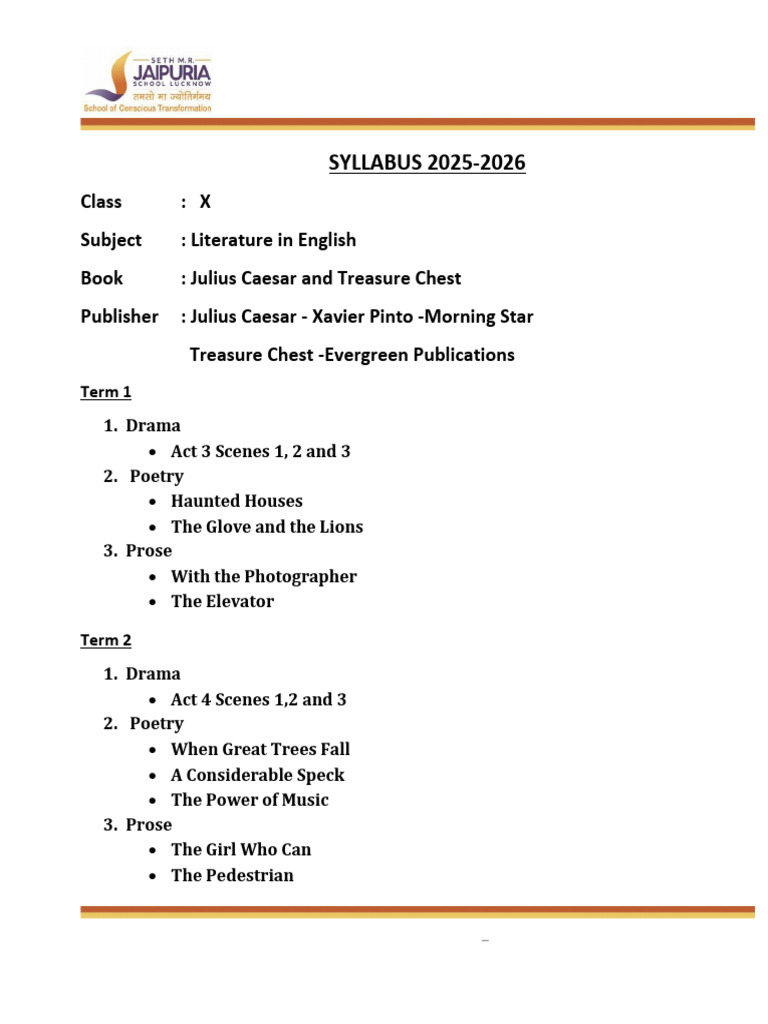 English Literature Class 10 2025 26 | PDF