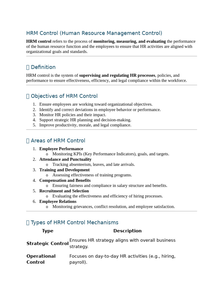 HRM Control | PDF