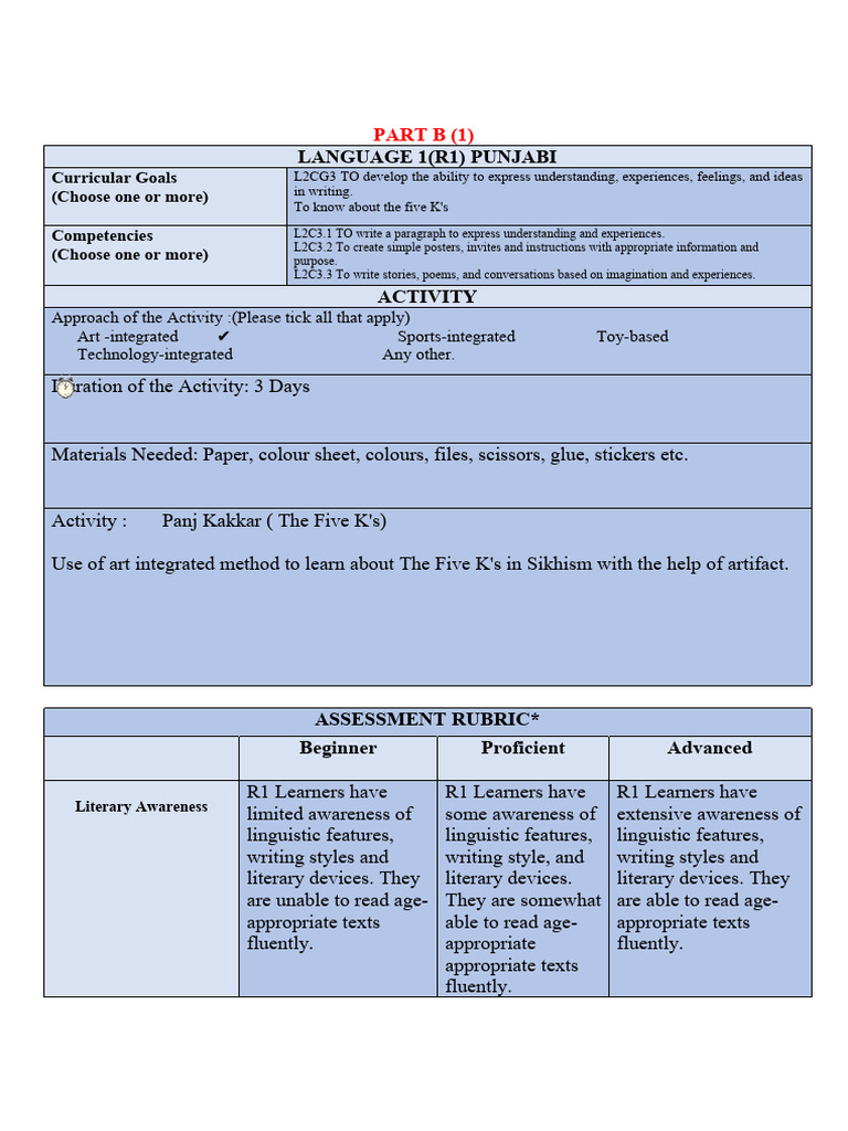 New HPC 2025 (Punjabi Class 6) | PDF | Emotions | Creativity
