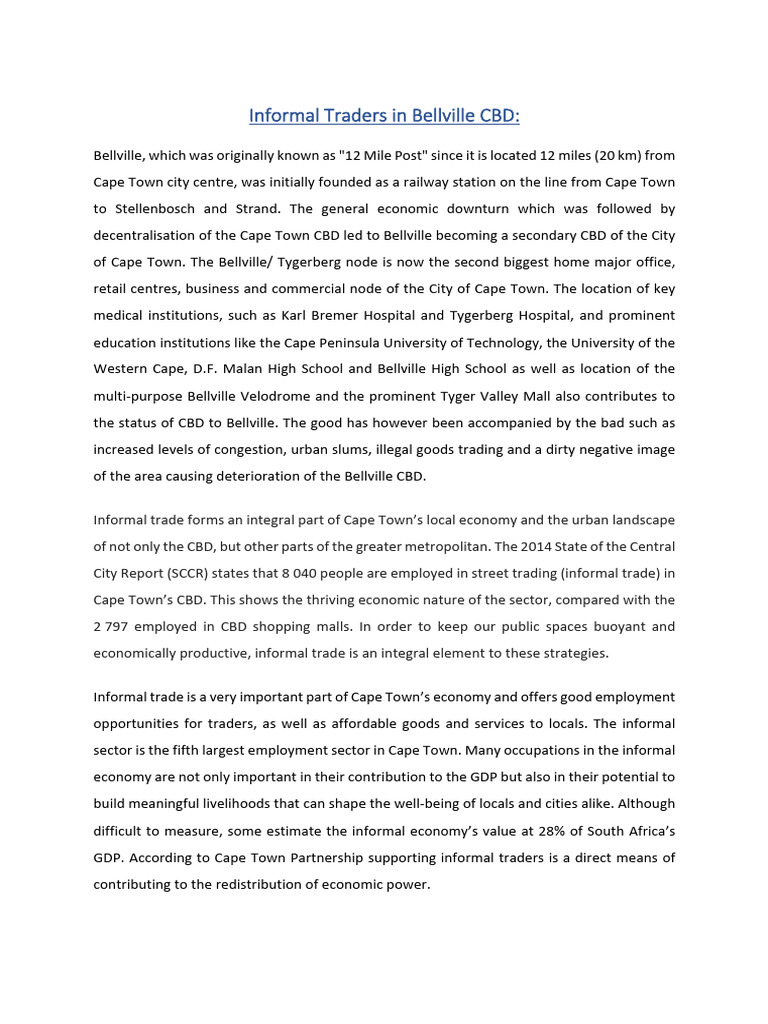 Informal Traders' Impact in Bellville CBD | PDF | Economies