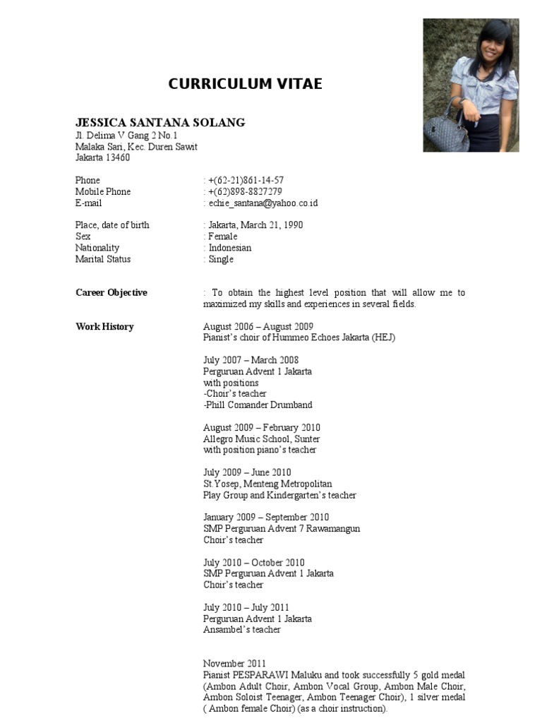Jessica CV | PDF | Jakarta | Teachers