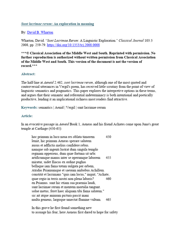 DR - Wharton - Sunt Lacrimae Rerum | PDF | Semantics | Ambiguity