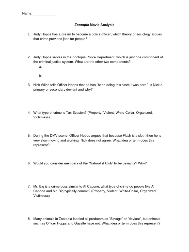 Zootopia Movie Analysis | PDF