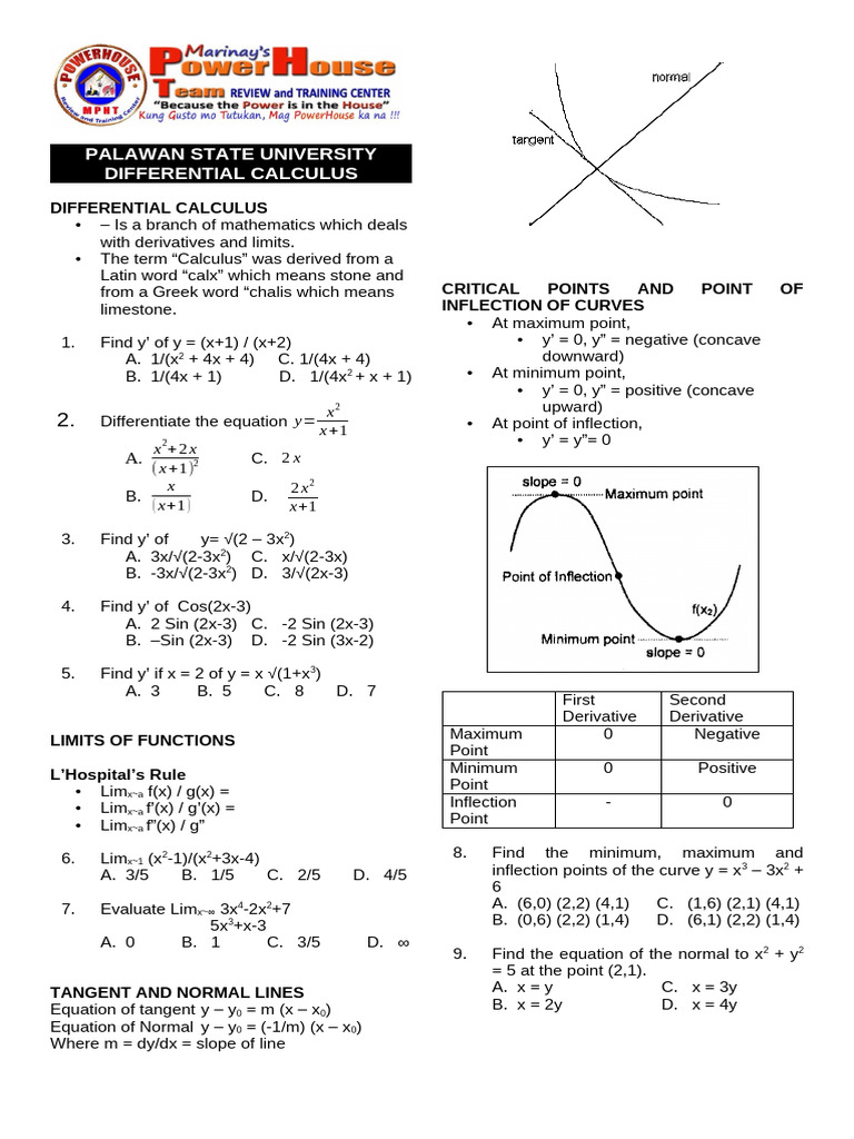 PSU Differential Calculus Students | PDF | Derivative | Tangent