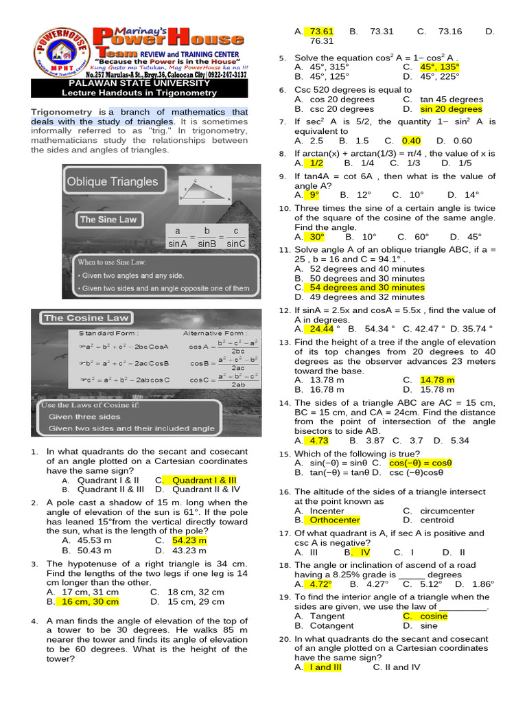 Trigonometry Students Pdf Trigonometric Functions Trigonometry