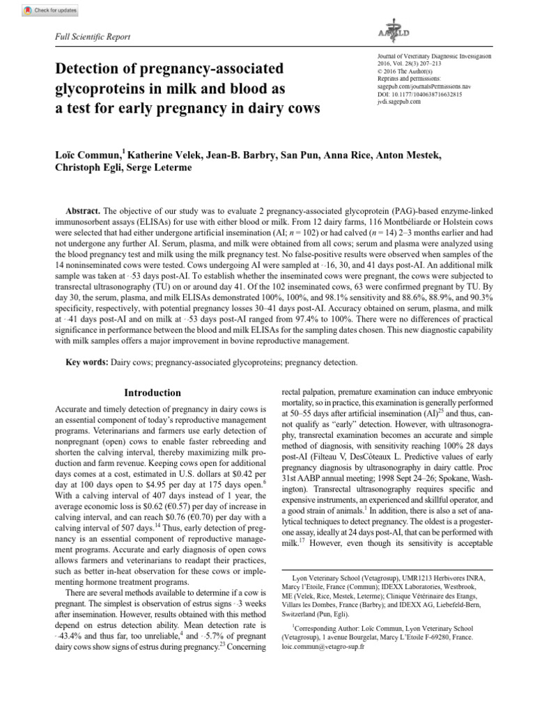 Commun Et Al 2016 Detection of Pregnancy Associated Glycoproteins in ...