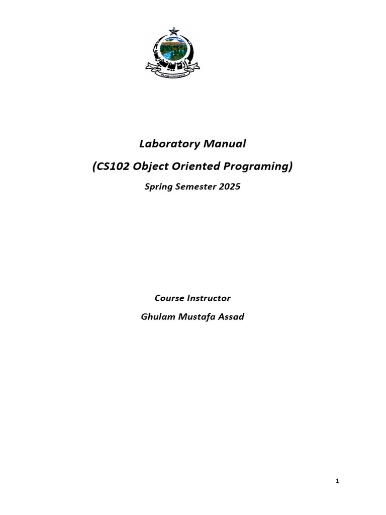 Lab Manual-Spring2025 Updated | PDF | Object Oriented Programming | C++